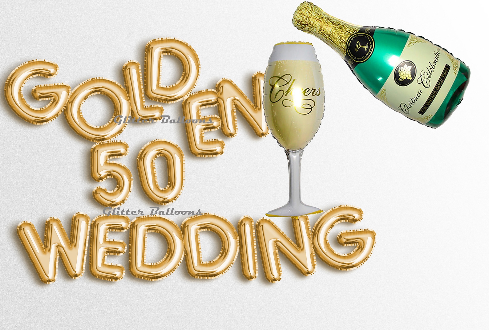 GOLDEN 50 WEDDING Banner Letter Balloons 16" Rose Gold GOLDEN Wedding ...