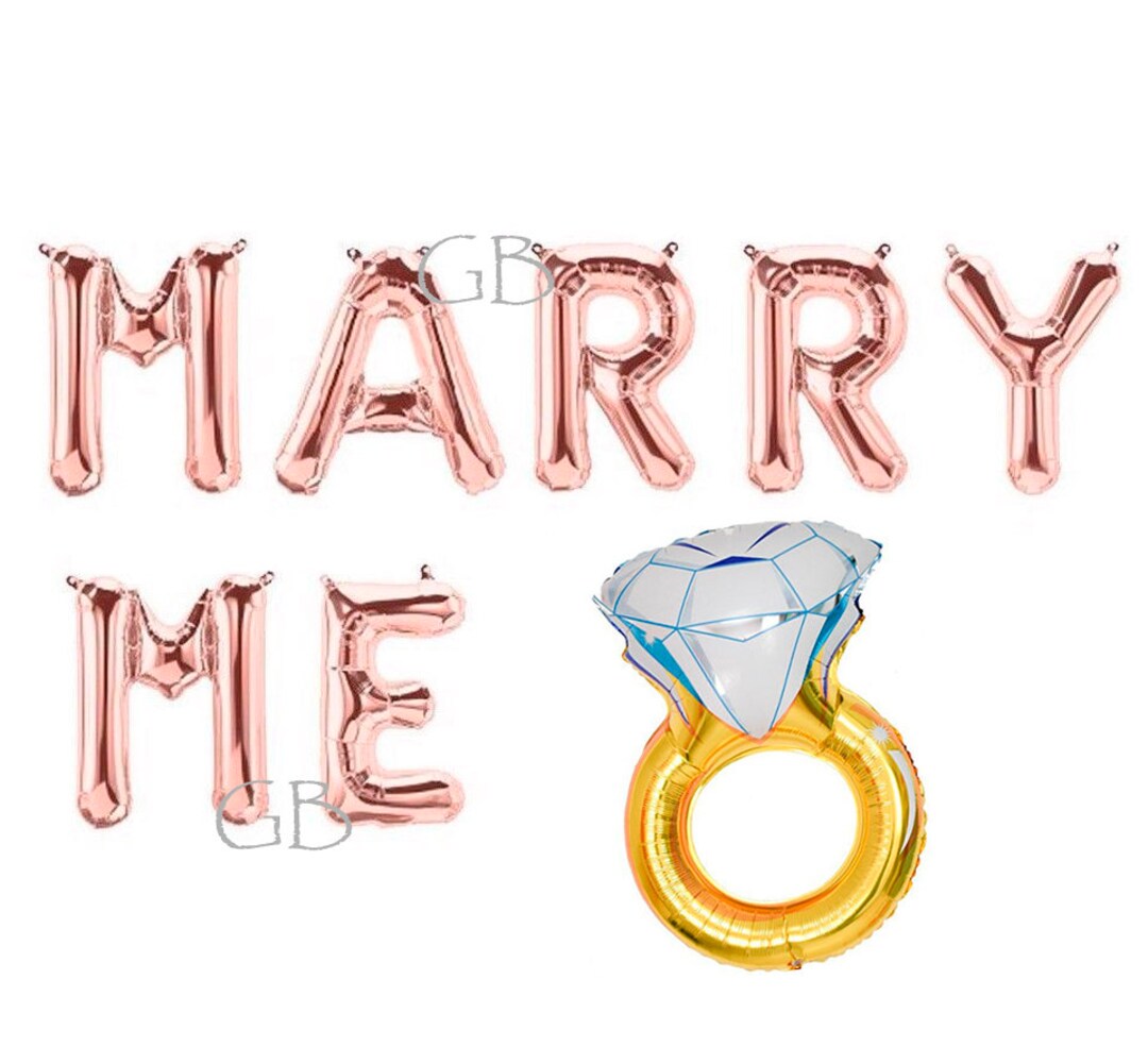 MARRY ME Letter Balloon Banner Decor Will You Marry Me Ring Balloon ...