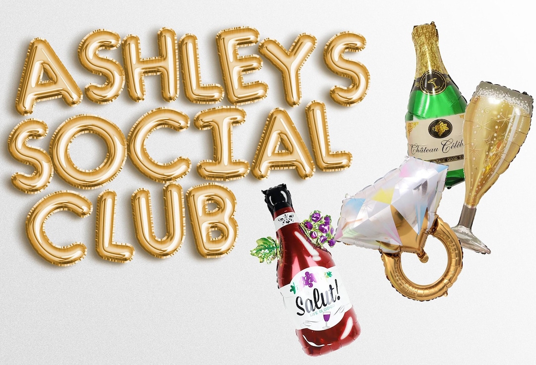 Name Social Club Balloon Banner, Trendy Social Club Bachelorette Sign ...