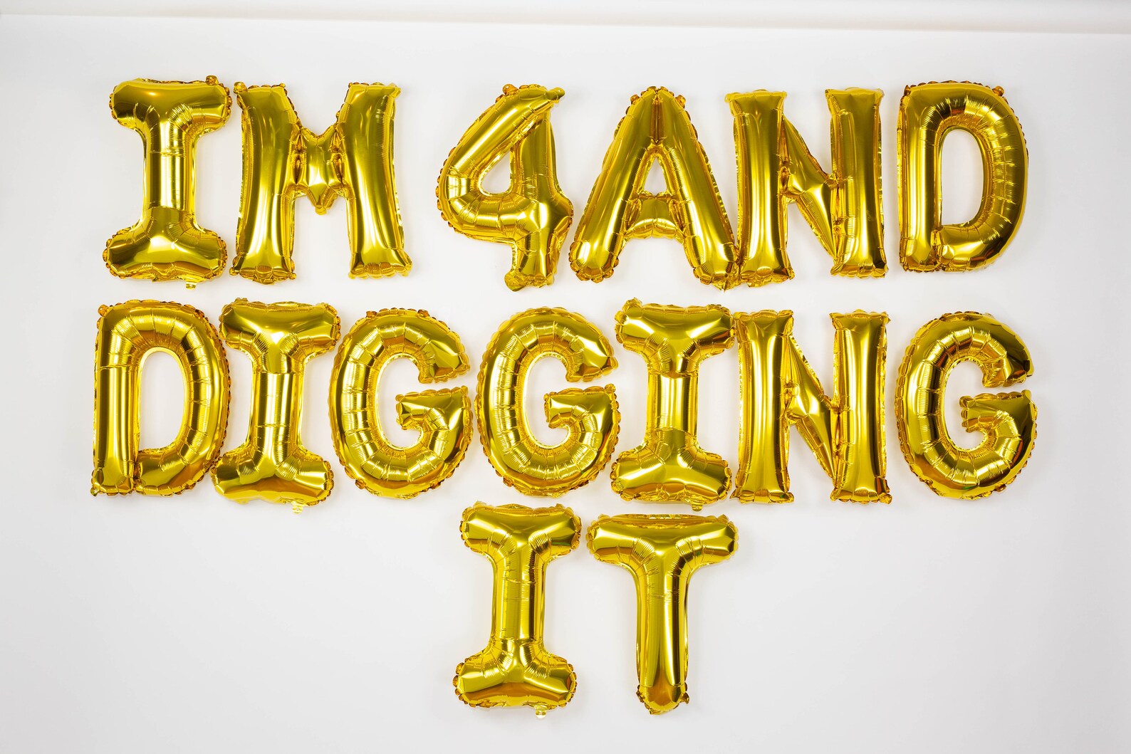 I Am 4 Four and Digging It CONSTRUCTION 16" Letter Balloons Banner Rose ...