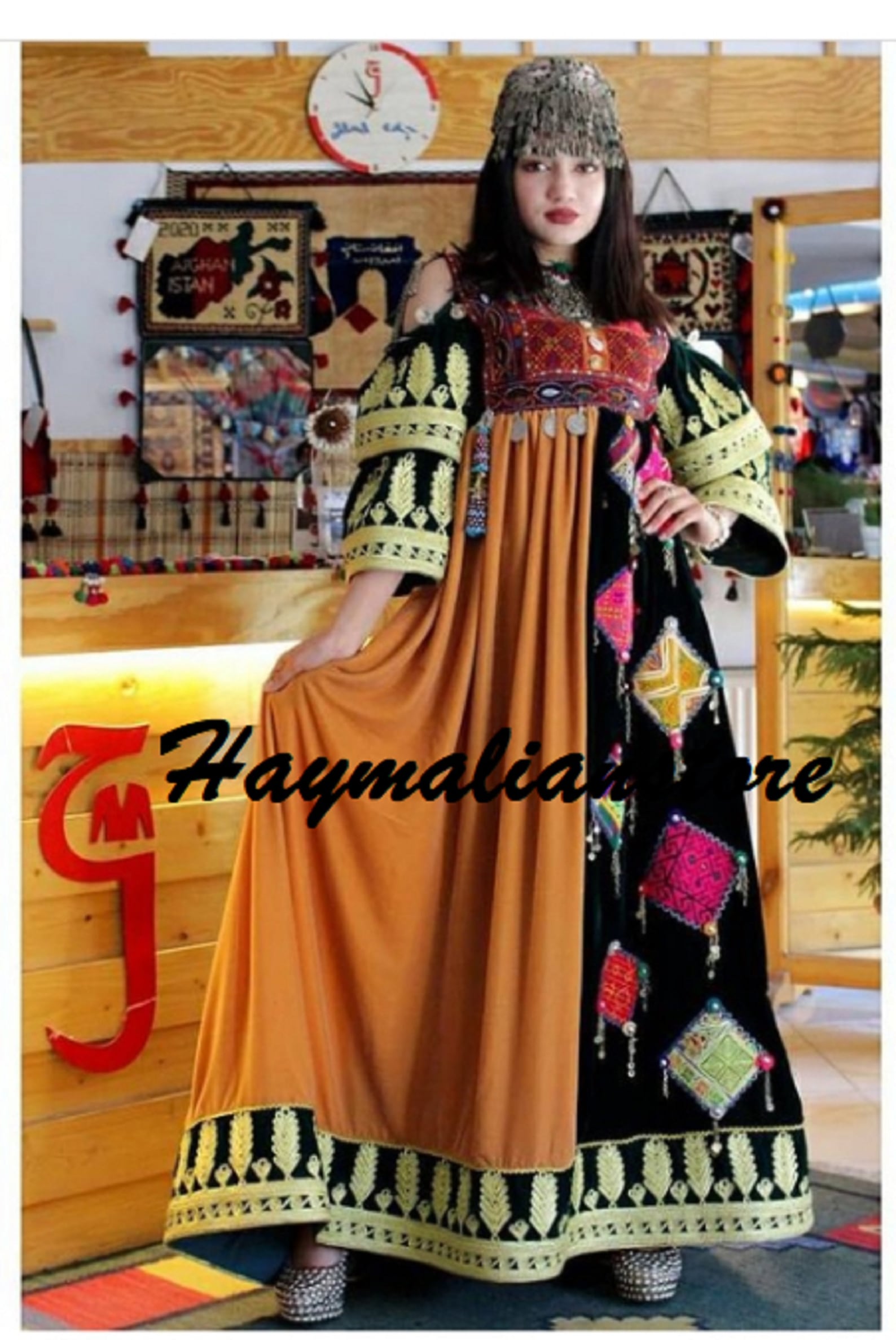 Afghan Kuchi Tribe Multi-color Dress With Vintage Embroidery - Etsy