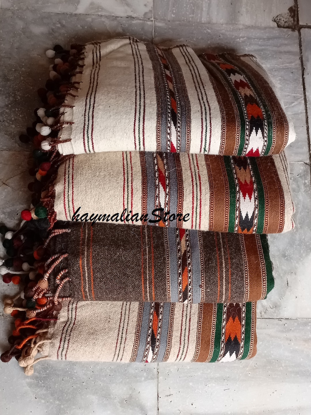 Primum Quality Afghan Patu Pure Lamb Wool Winter Blanket - Shawl Hand ...