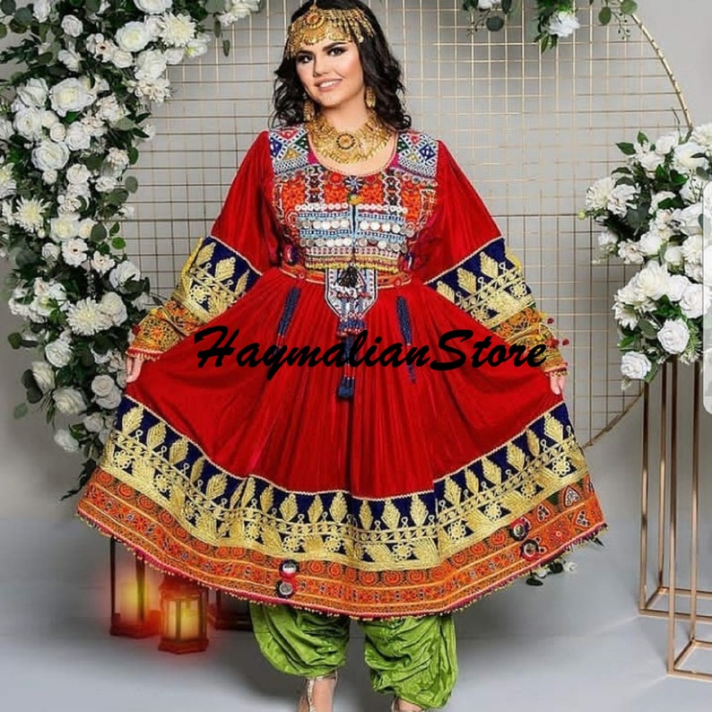 Afghan Kuchi Tribe Multi-color Dress With Vintage Embroidery - Etsy