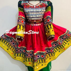 Afghan Kuchi Tribal Wedding Multi-color Coin Dress With Embroidery From ...