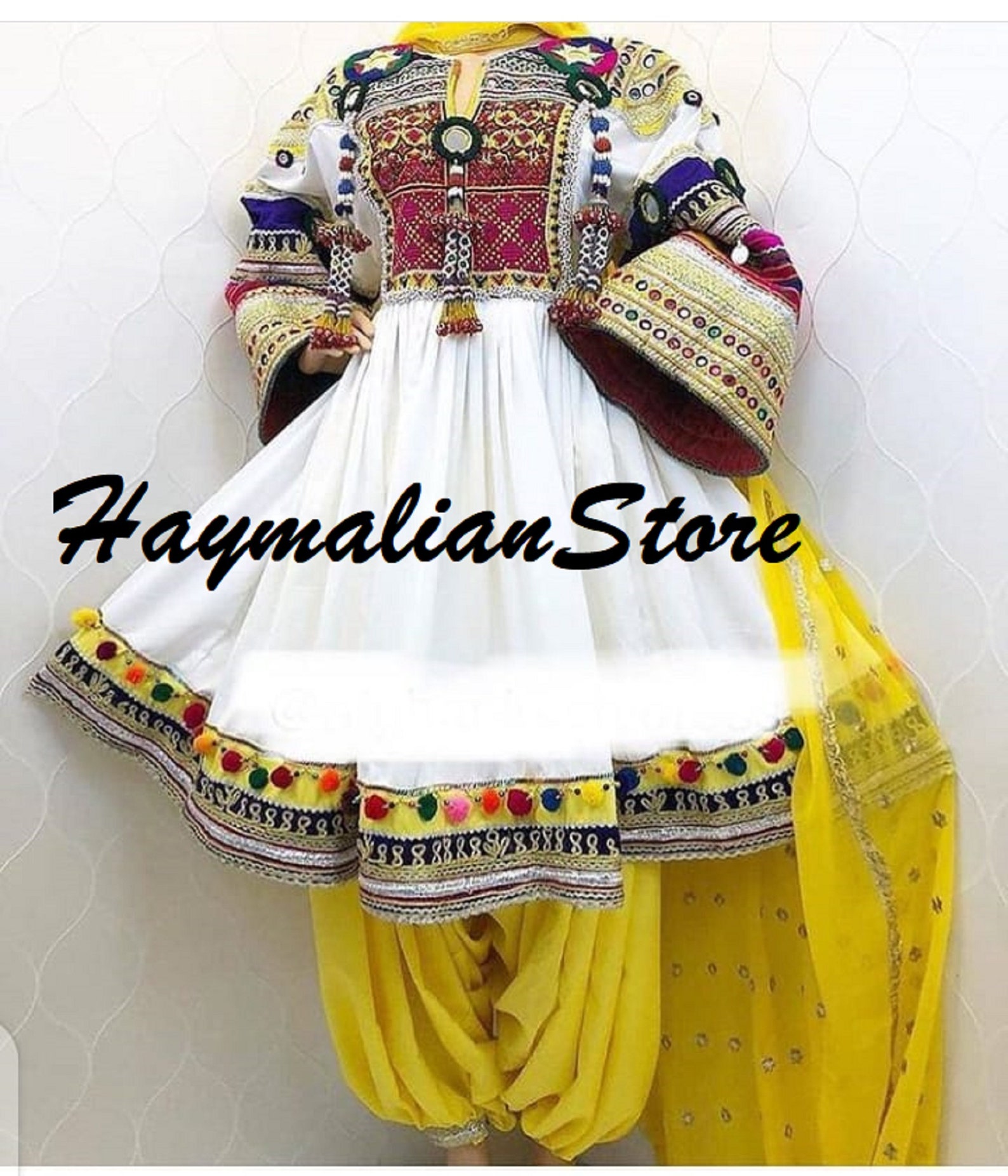 Afghan Kuchi Tribe Multi-color Dress With Vintage Embroidery - Etsy