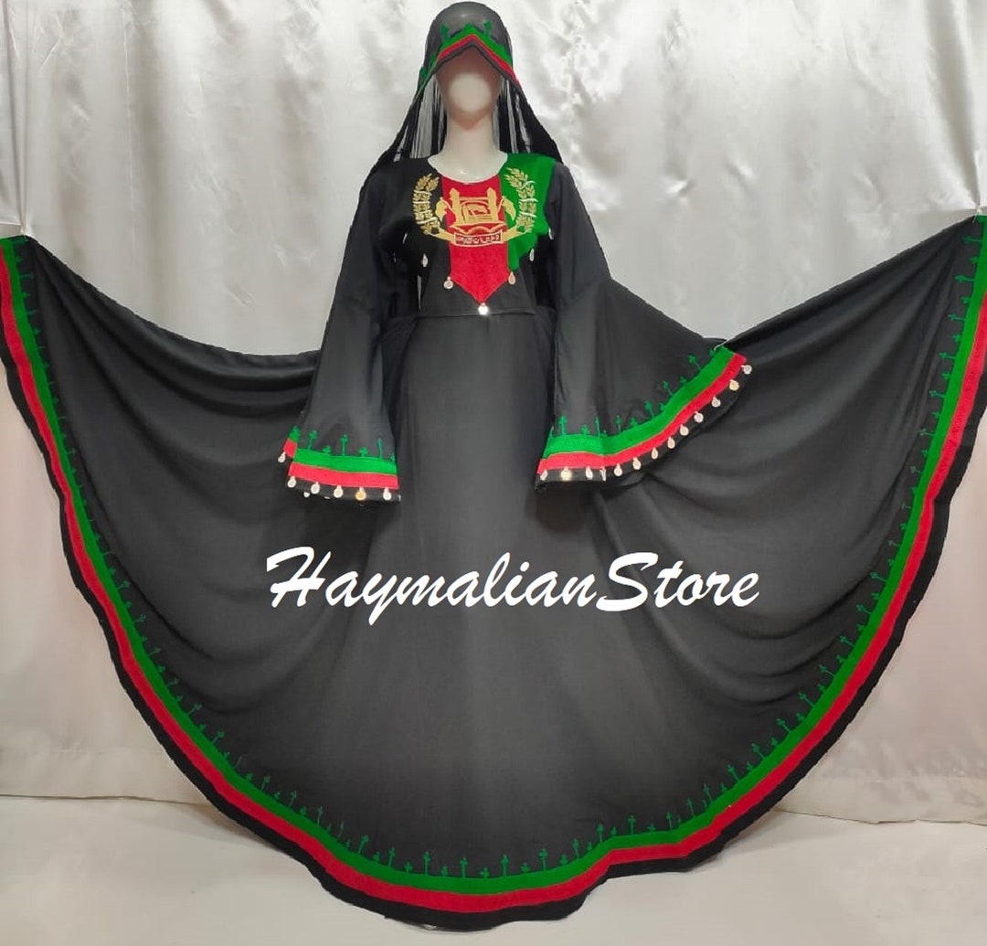 Afghan Kuchi Tribe Handmade Black Afghan Flag Traditional Embroidery ...