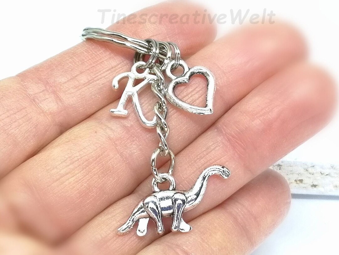 Personalized Keychain, Dinosaur, Brachiosaurus, Letter, Bag Charm, Gift ...