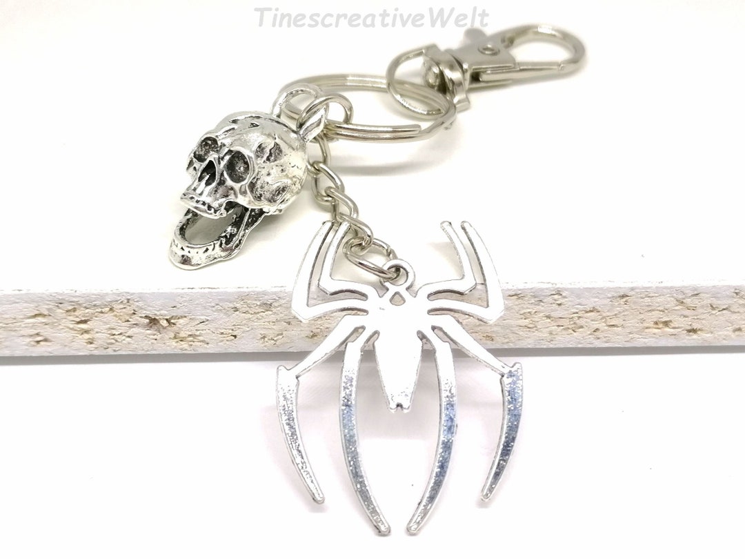 Keychain Spider, Skull, Skull, Carabiner Hook With Swivel, Bag Pendant ...