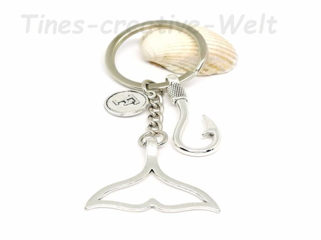 Whale Fin, Fish Fin, Fluke, Fishing Hook, Personalized, Keychain ...