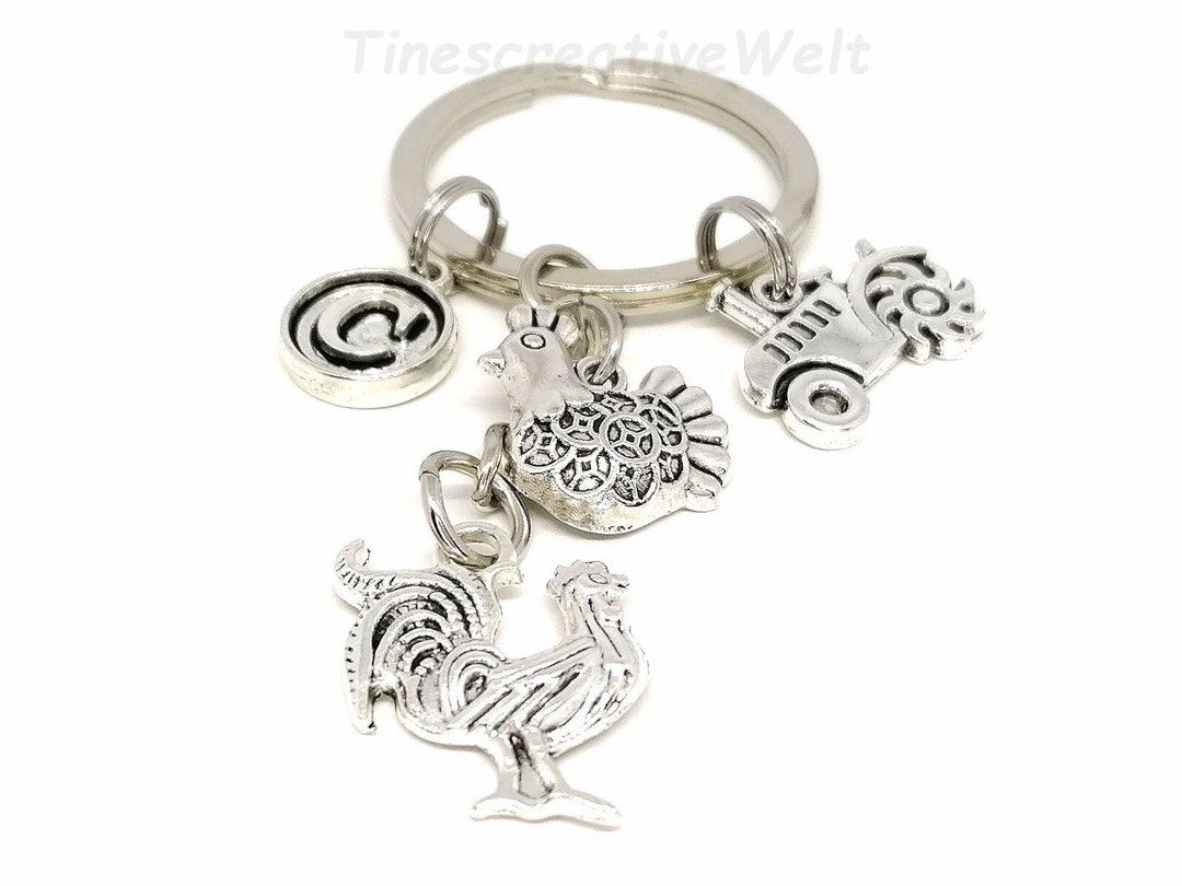 Tractor, Hen, Rooster, Chicken, Personalized, Farm, Keychain, Gift Man ...