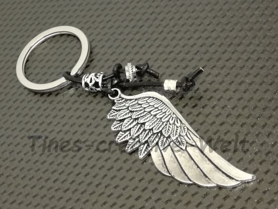 Keychain Charms Angel Wing Keyring 🥇 Key ring, angel wing, leather ...