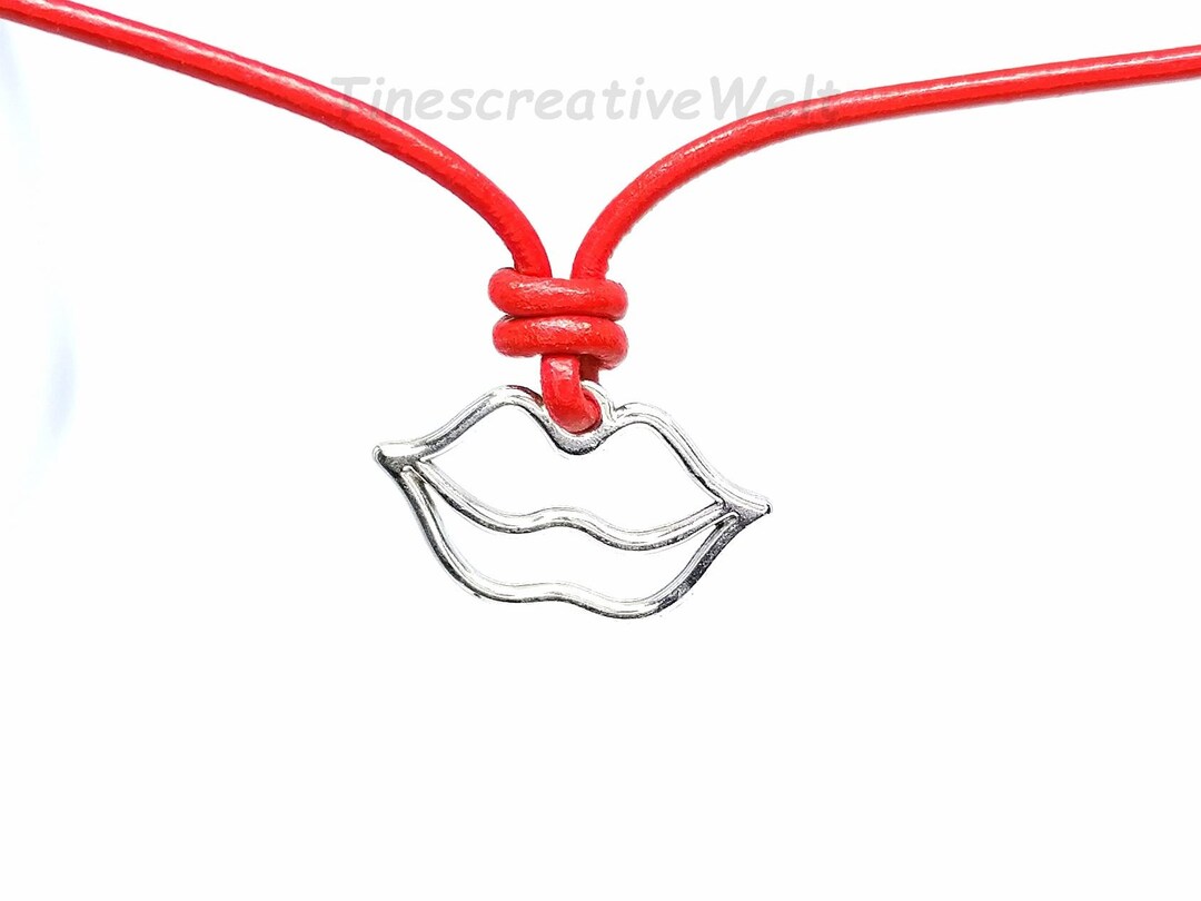 Leather Necklace, Mouth, Leather, Lips, Kiss, Love, Adjustable, Gift ...