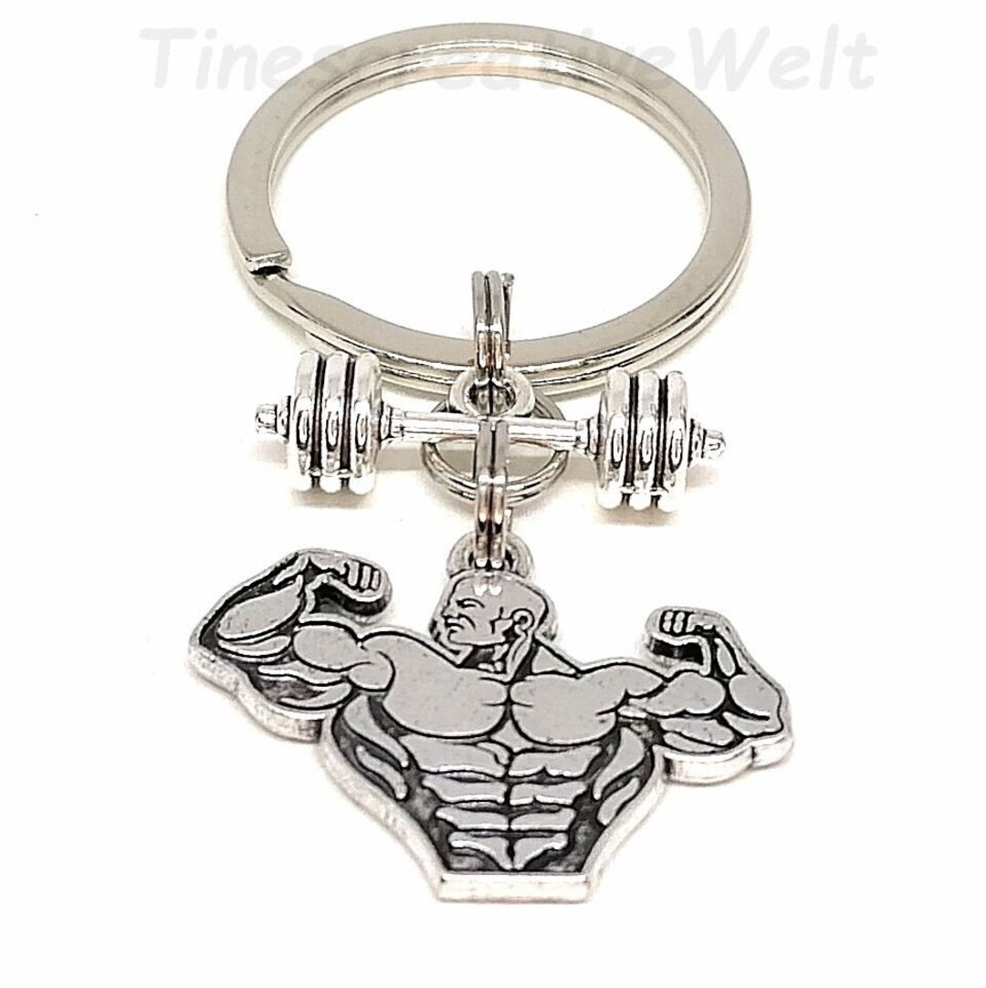 Bodybuilder, Dumbbells, Weightlifter, Muscles, Keychain, Lucky Charm ...