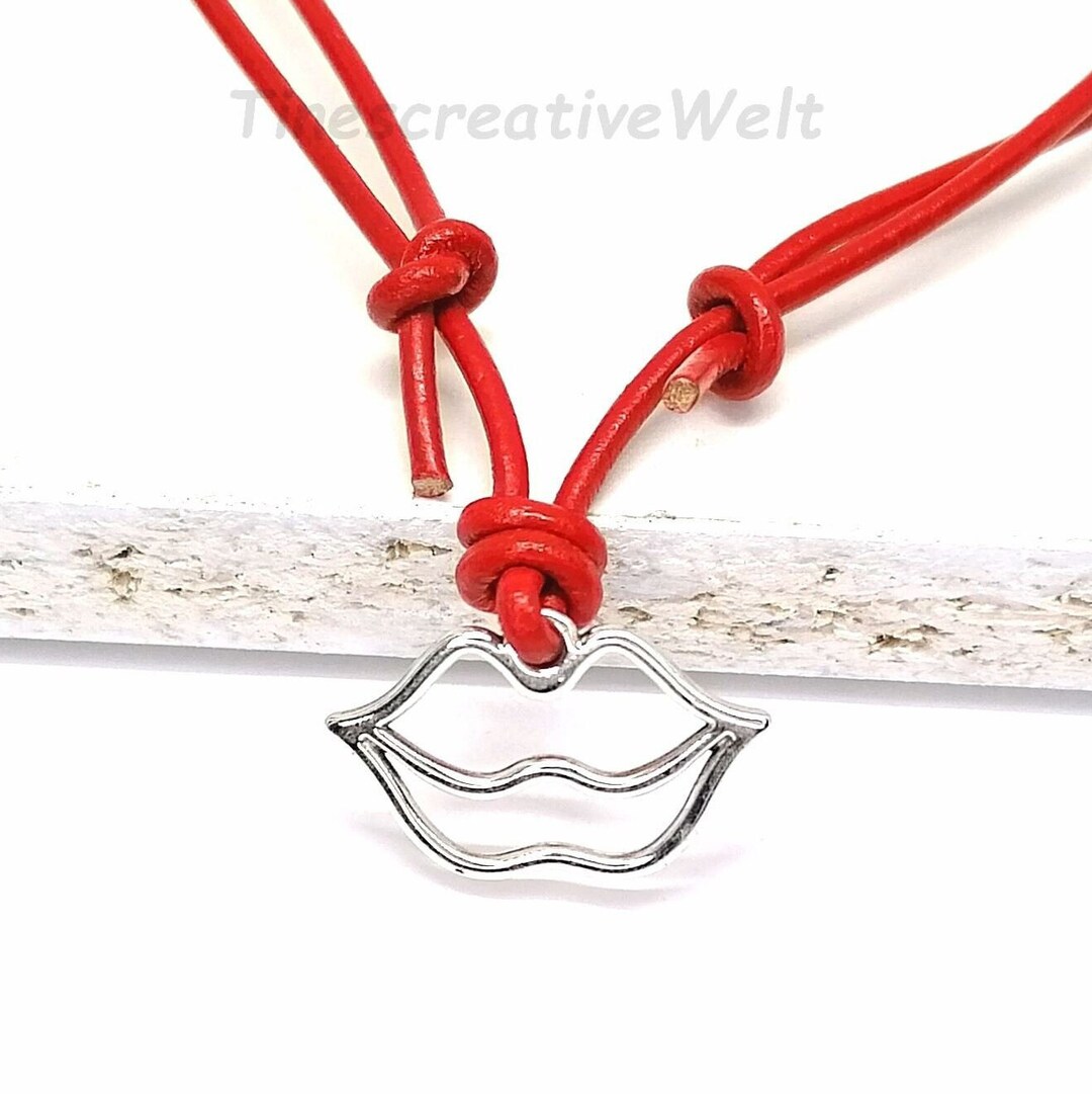 Leather Necklace, Mouth, Leather, Lips, Kiss, Love, Adjustable, Gift ...