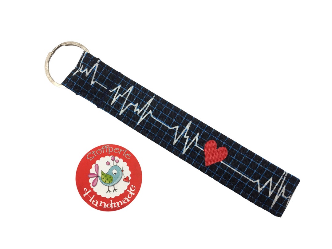 Keychain - ECG - Heart - Blue / Red / White - Etsy.de