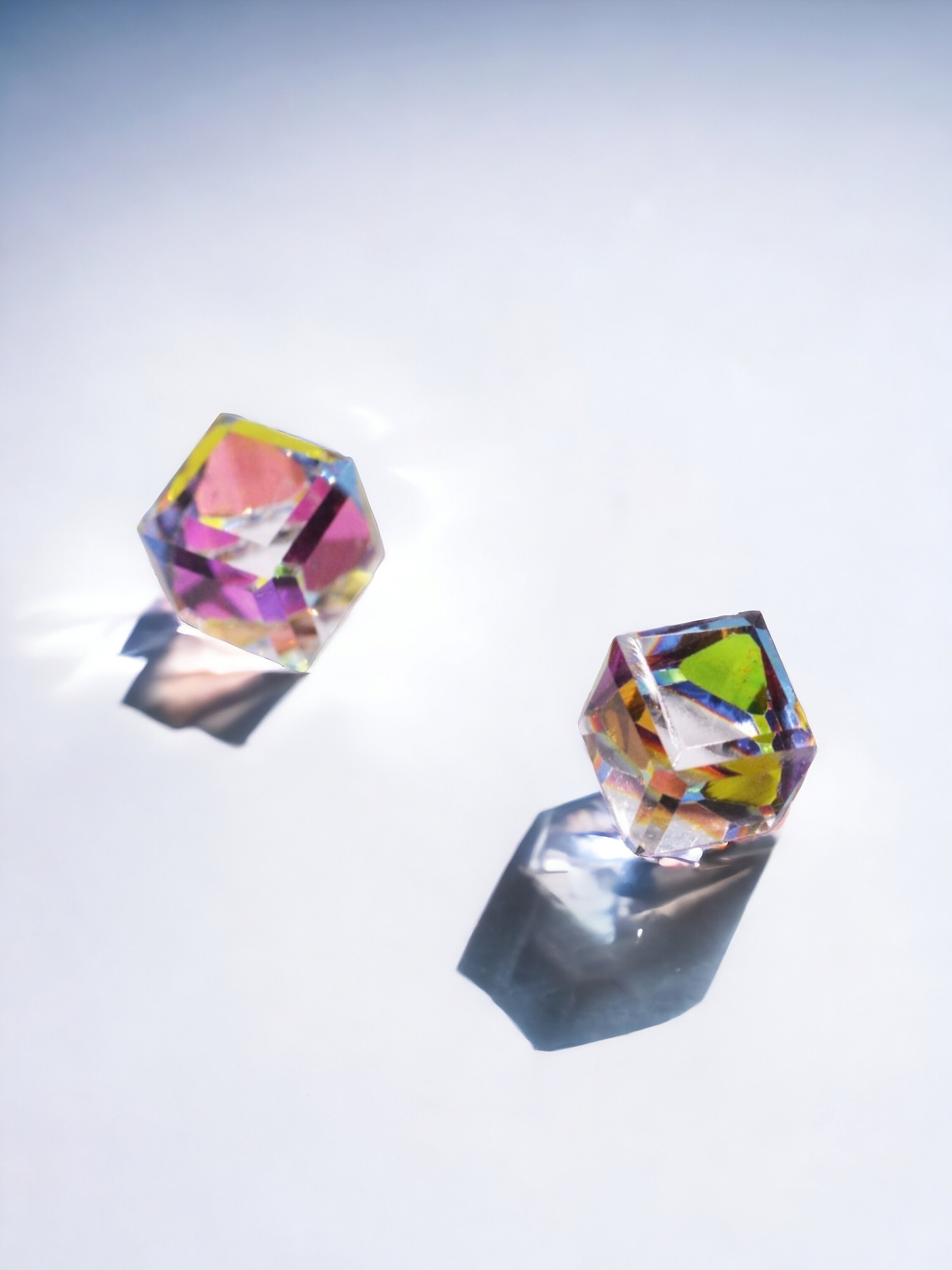 Yellow Green. Swarovski Crystal . Cube Earrings . Sterling Silver ...