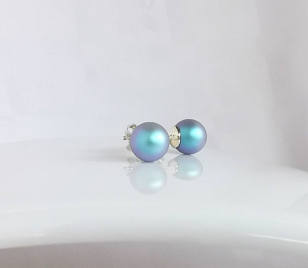 Ocean Blue Earrings. Light Blue Pearl. Swarovski Earrings, Pearl ...