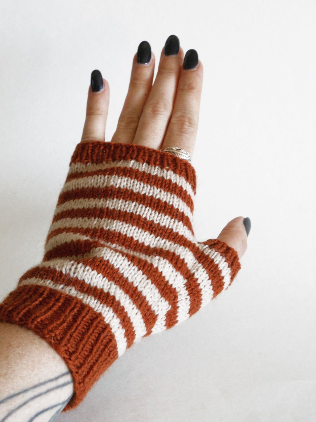 Candy Stripe Fingerless Gloves - Etsy