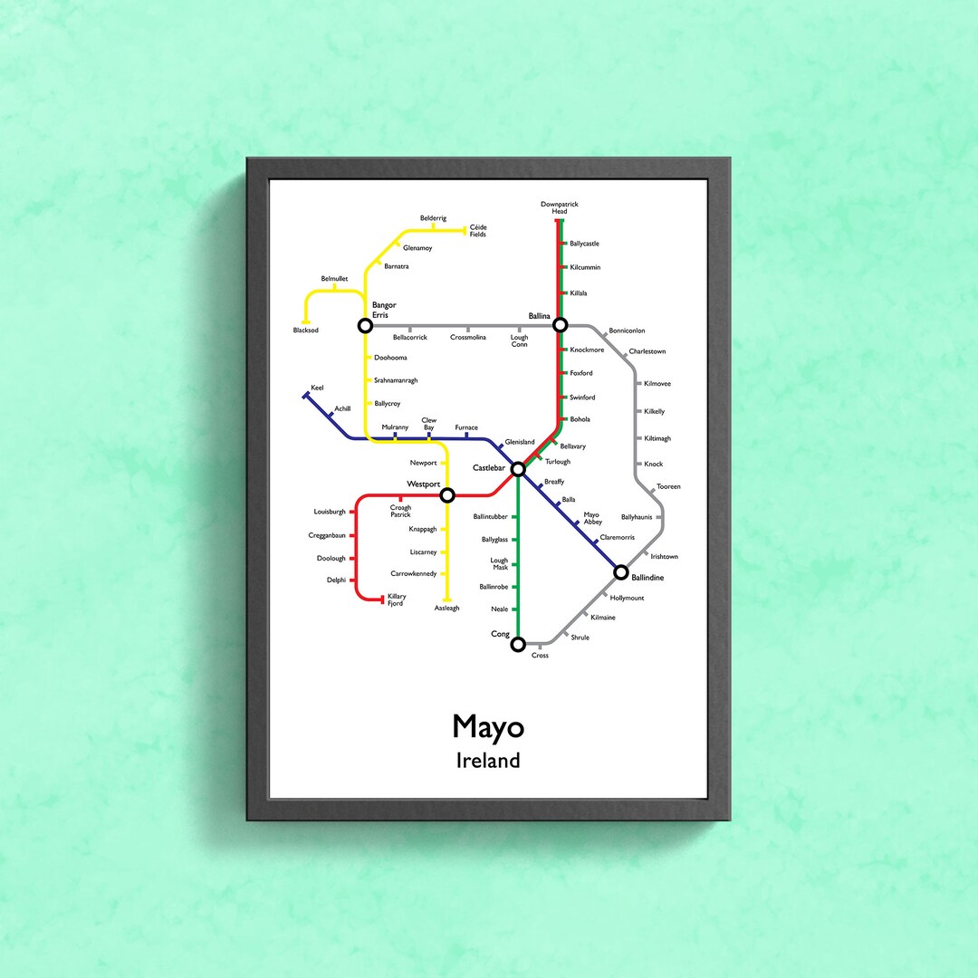 County Mayo Metro Map - Etsy UK