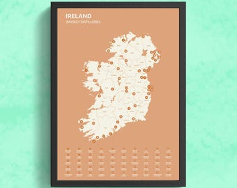Whiskey Distillery Map of Ireland (unframed Print) - Etsy UK