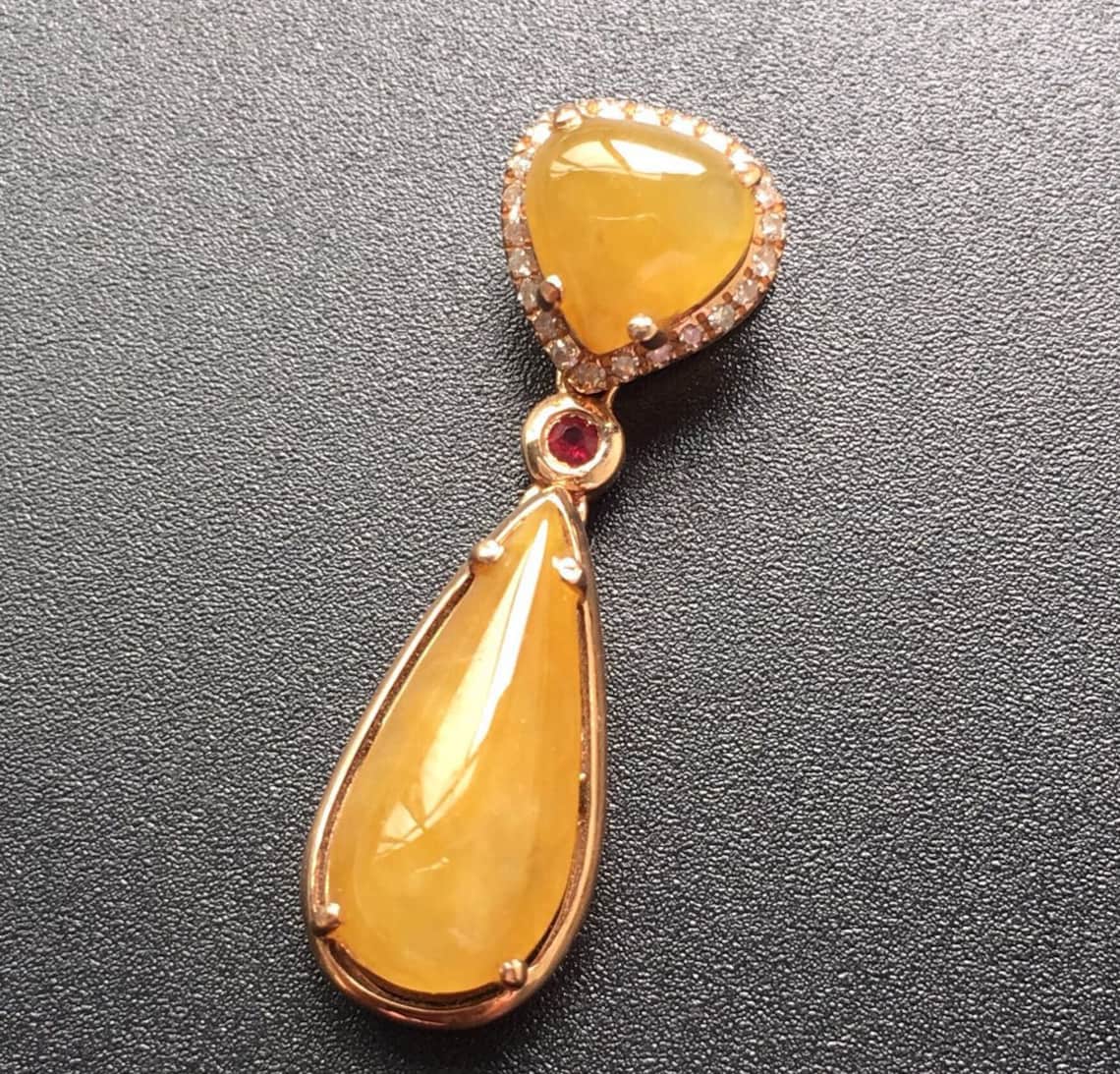 Natural Yellow Jadeite Pendant 18K Solid Rose Gold & Natural | Etsy