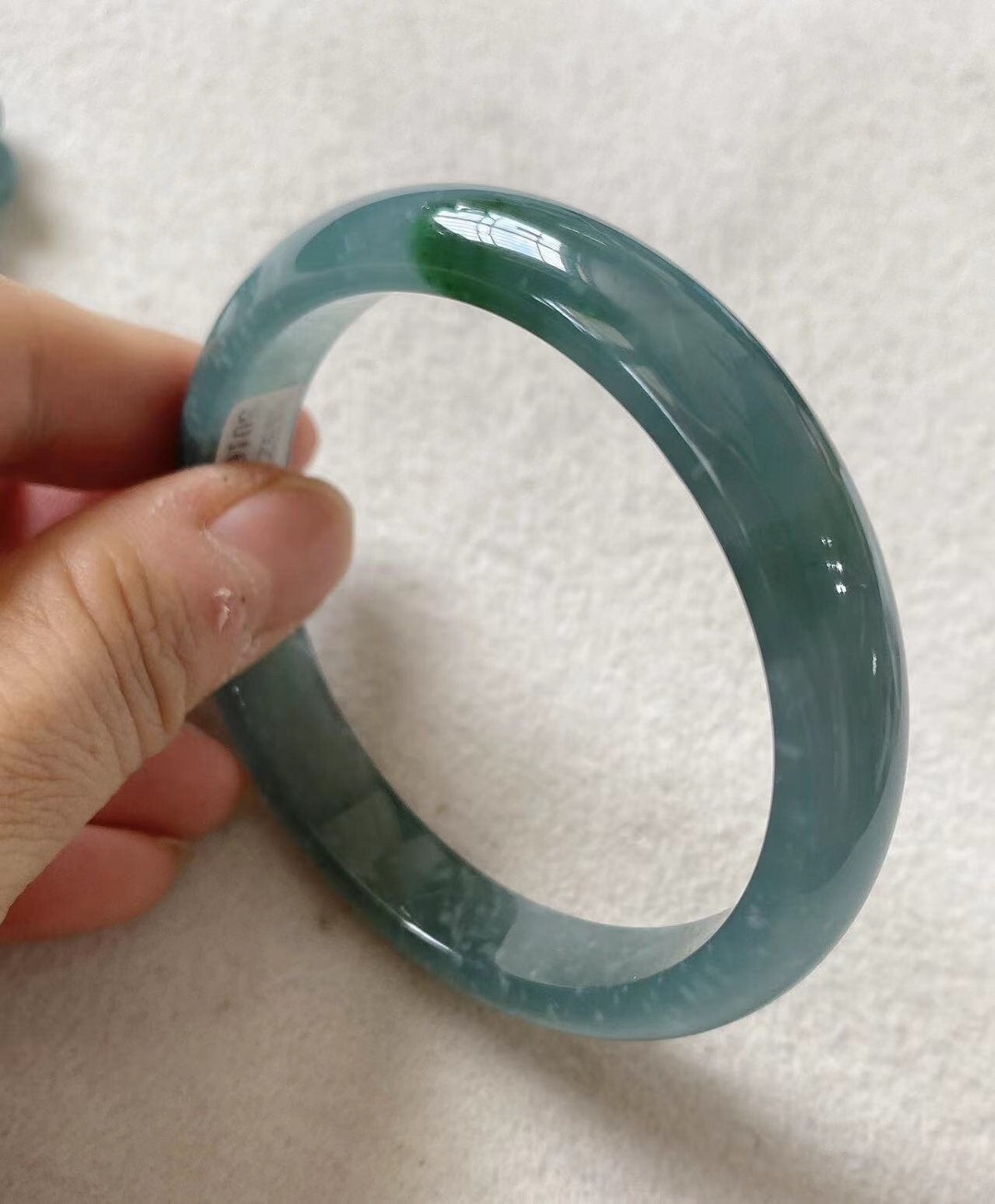 59.3mm Highly-translucent Natural Guatemala Blue Jadeite Jade Bangle ...