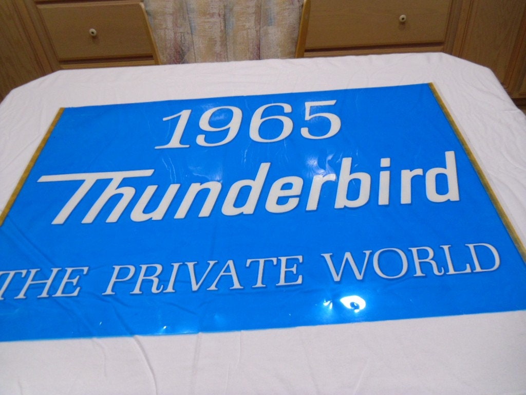RARE 1965 FORD THUNDERBIRD Car Dealership Window Advertising Banner ...