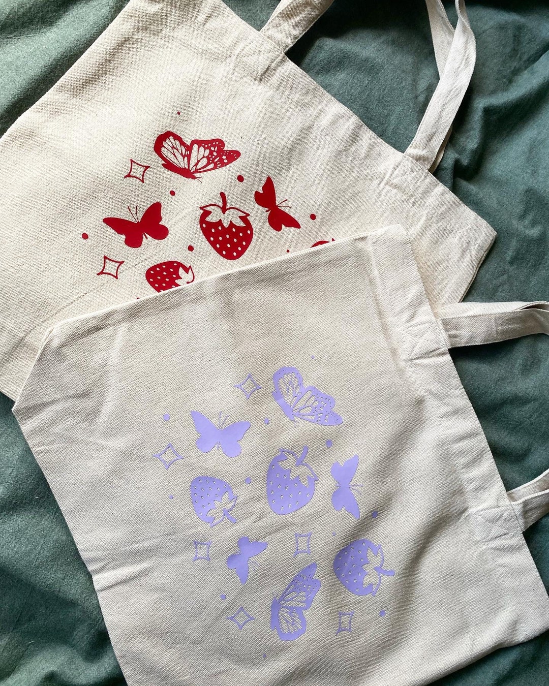 Cottagecore Aesthetic Tote Bag / Strawberry Bag / Cute Strawberry Tote ...