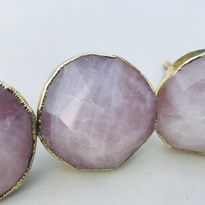 Set of 4 Large Faceted Rose Quartz/gemstone/agate Classic Vintage ...