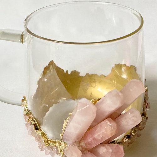 Set of 2 crystal Glass Coffee/tea/juice Mugs With Gold Plated | Etsy