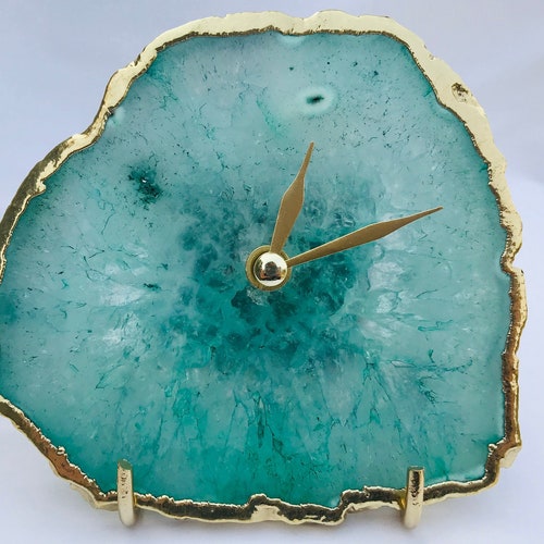 Grey Green Aventurine Agate Desk/wall Clock/personalised - Etsy