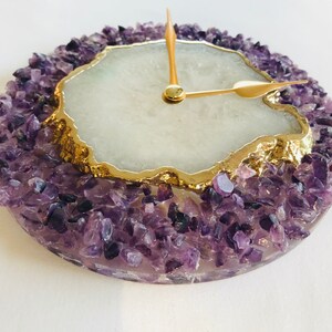 6 Diameter Purple Crystal With White Agate Wall Clock - Etsy