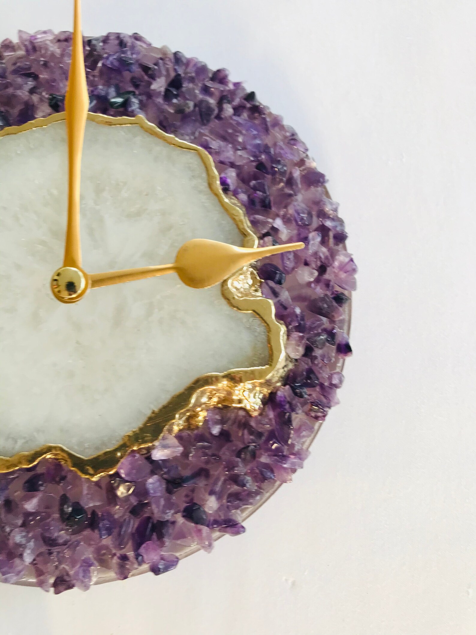 6 Diameter Purple Crystal With White Agate Wall Clock - Etsy