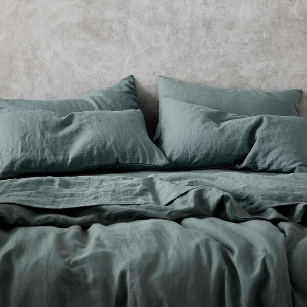 Dark Green Linen Sheets - Etsy
