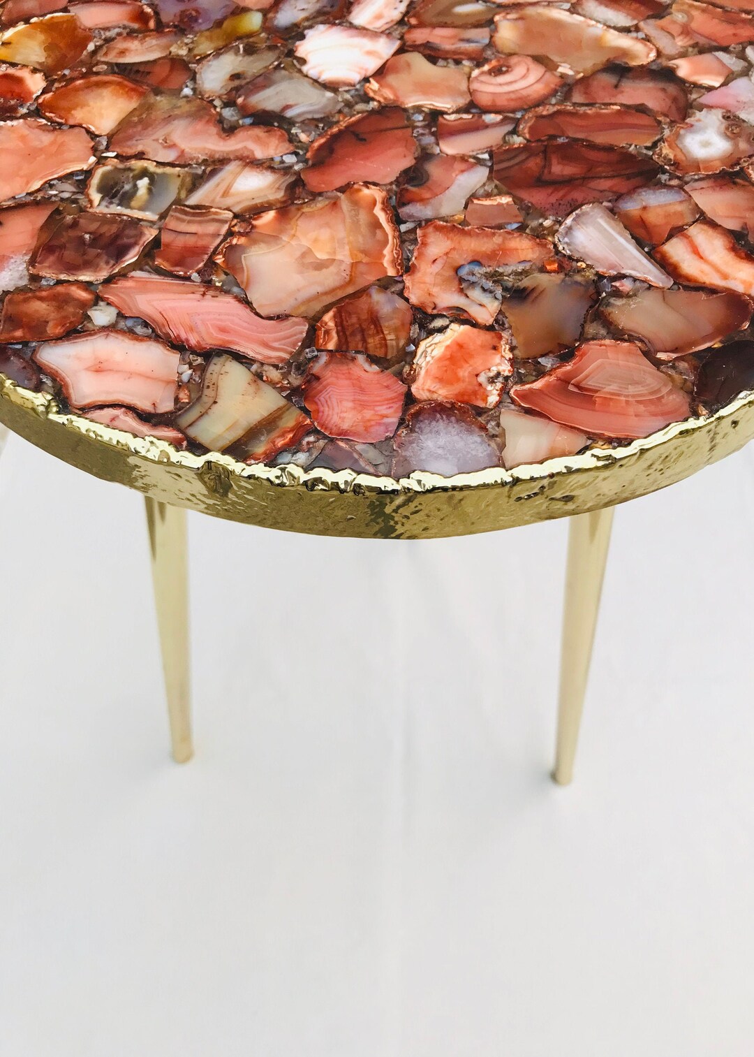 Red Agate Round Edge Side/coffee Table - Etsy