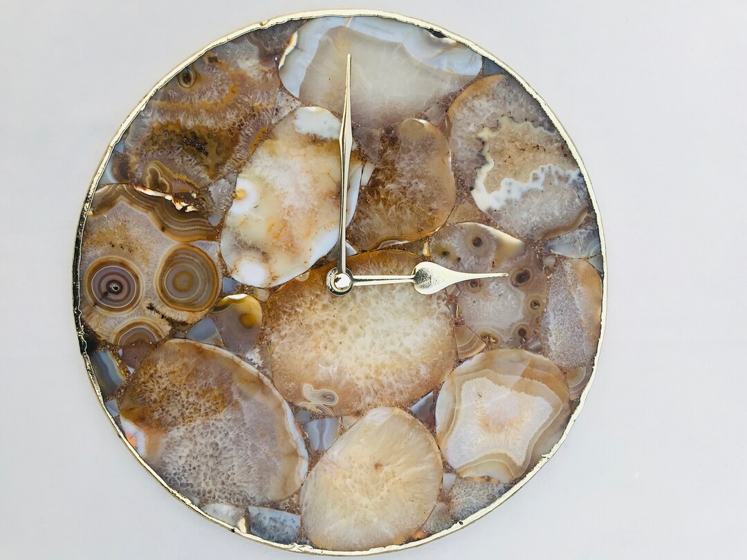 Large Brown Agate Wall Clock/personalised Momento - Etsy