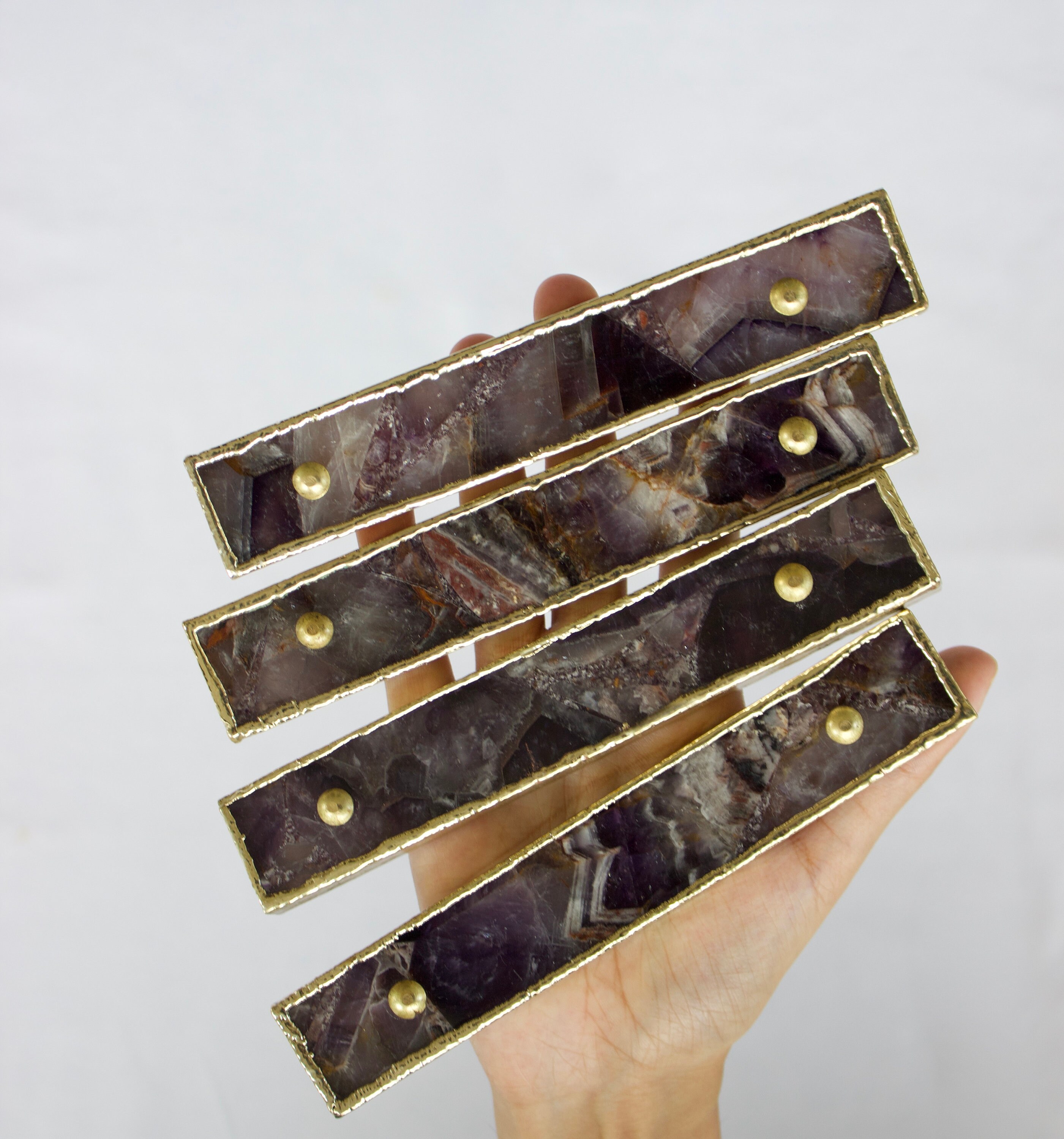 Set of 4 Amethyst Agate Handle/pull/barbarella - Etsy