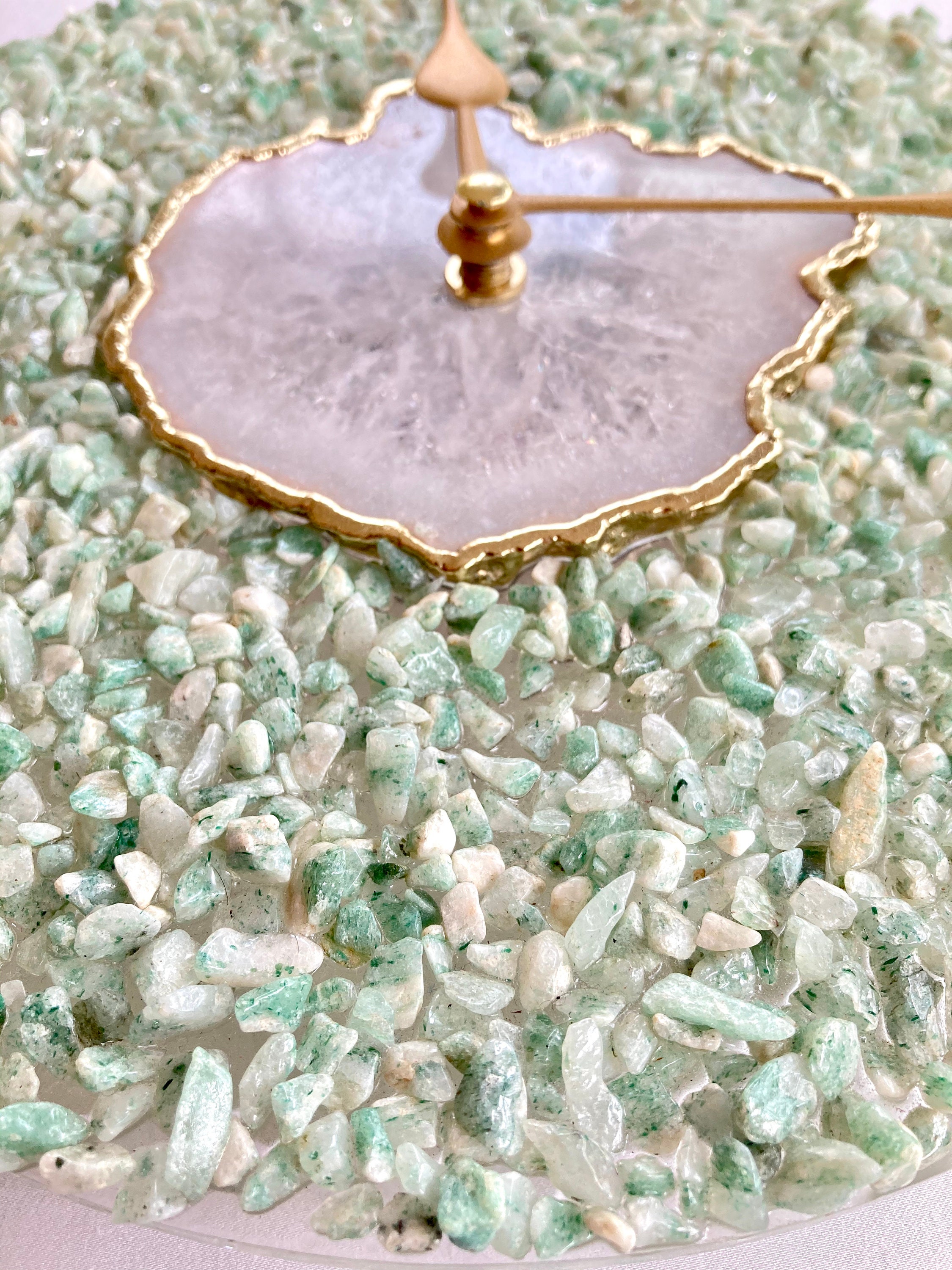 10 Diameter Large Light Green Crystal With White Agate | Etsy