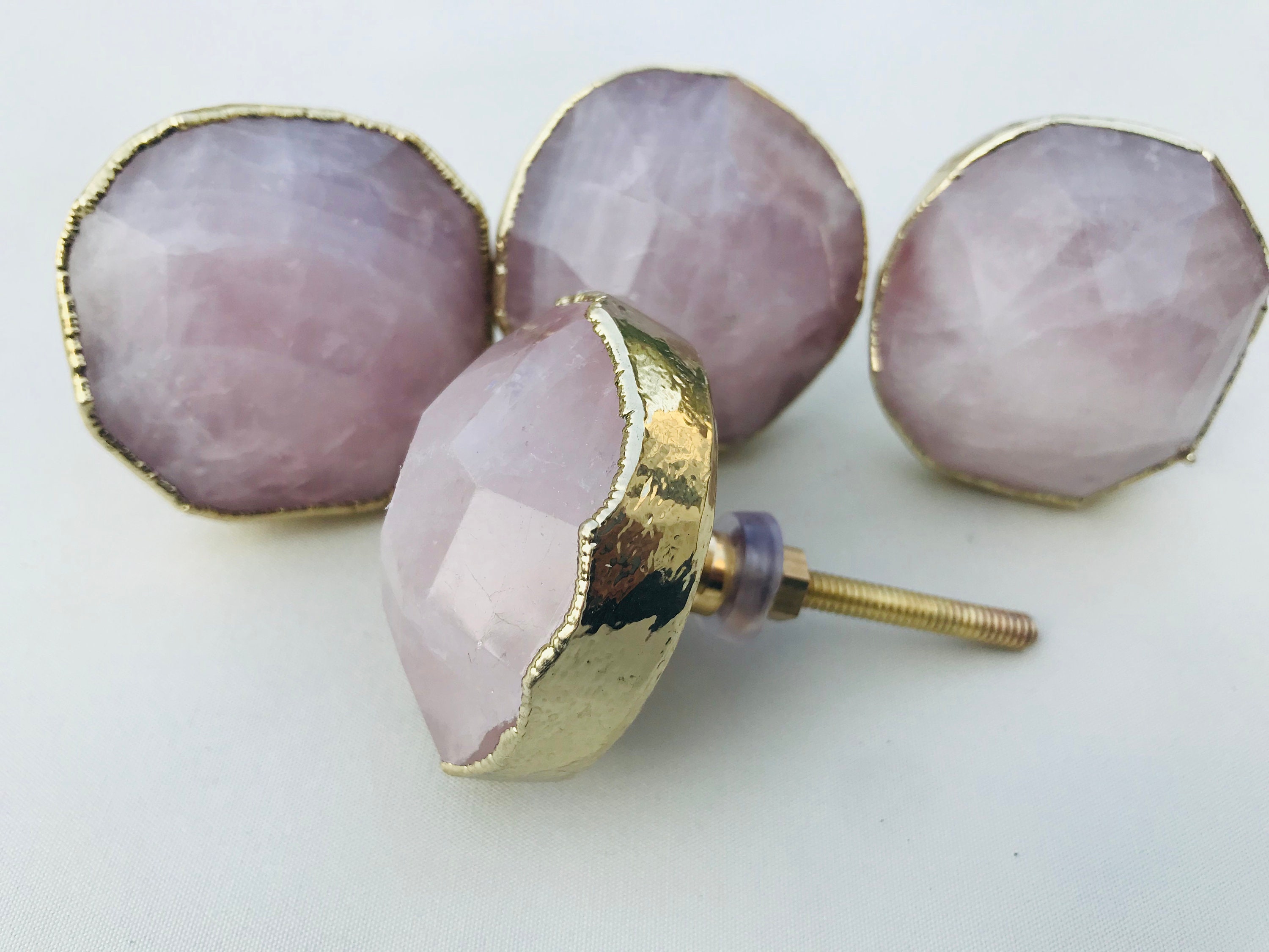 Set of 4 Large Faceted Rose Quartz/Gemstone/Agate Classic | Etsy