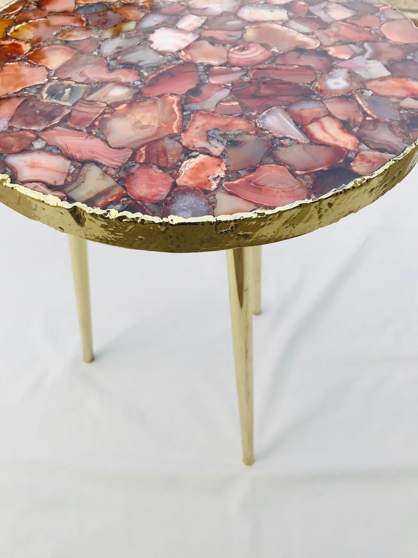 Red Agate Round Edge Side/coffee Table - Etsy