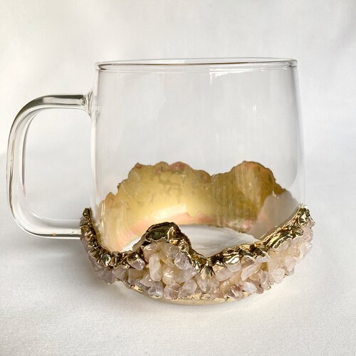 Set of 2 crystal Glass Coffee/tea/juice Mugs With Gold Plated | Etsy