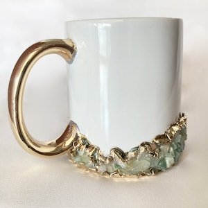 Set of 2 personalised White, Gold Ceramic Big Coffee/tea/juice/beverage ...