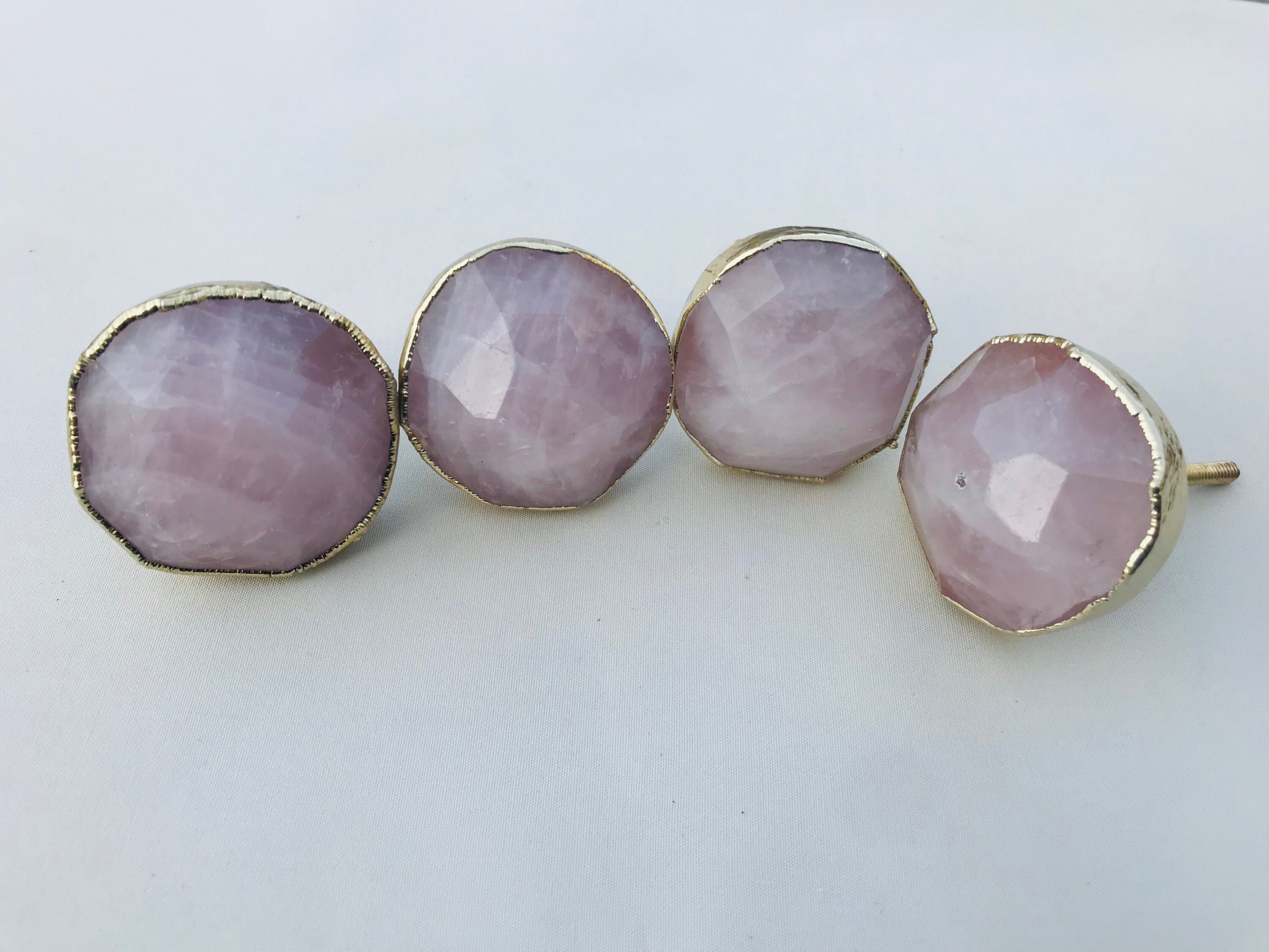 Set of 4 Large Faceted Rose Quartz/Gemstone/Agate Classic | Etsy