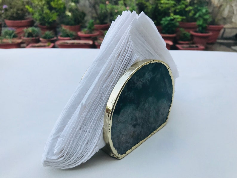 Hand Rounded Green Agate Napkin Holder/Natural Stone Napkin | Etsy