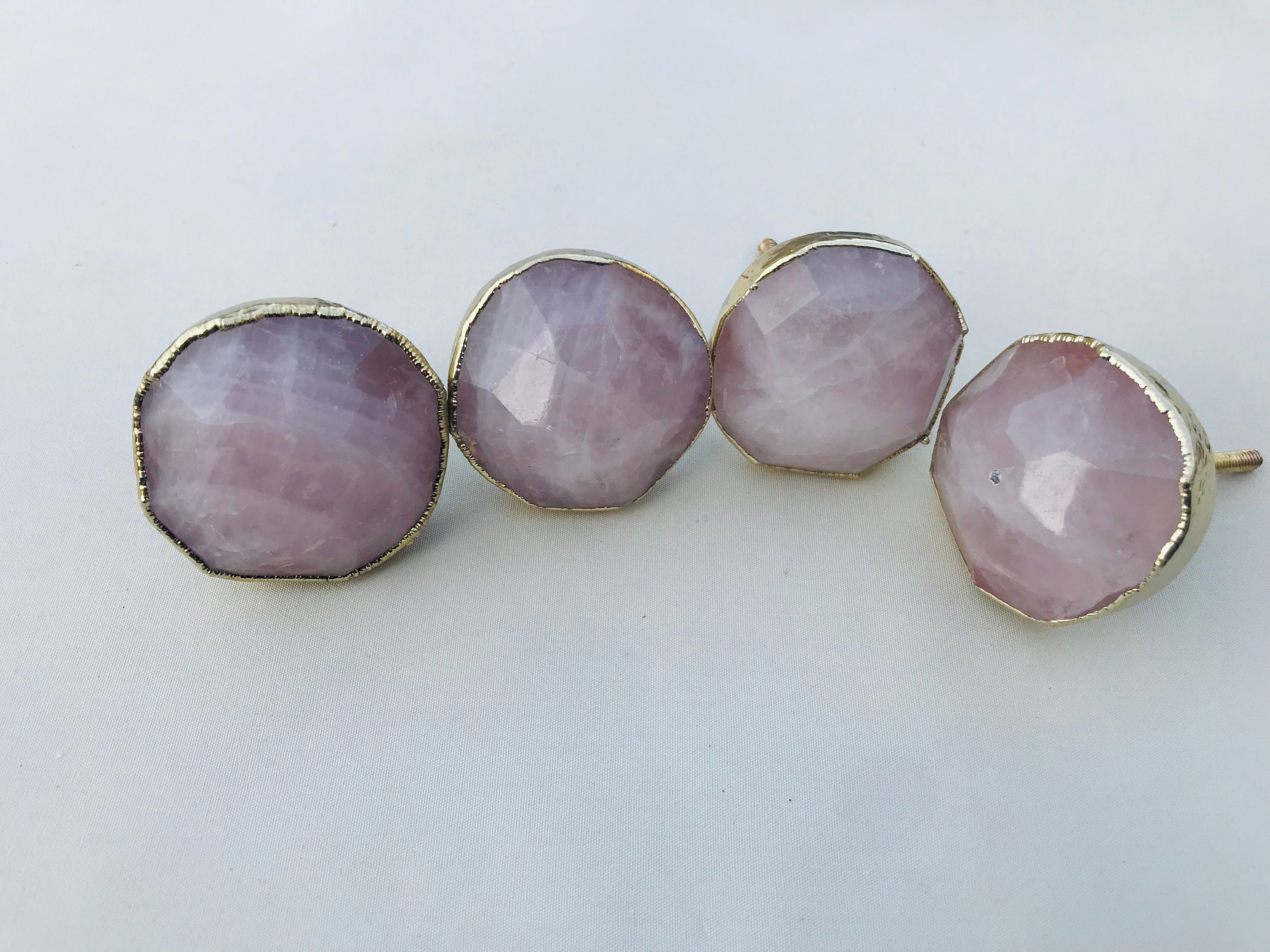 Set of 4 Large Faceted Rose Quartz/gemstone/agate Classic - Etsy