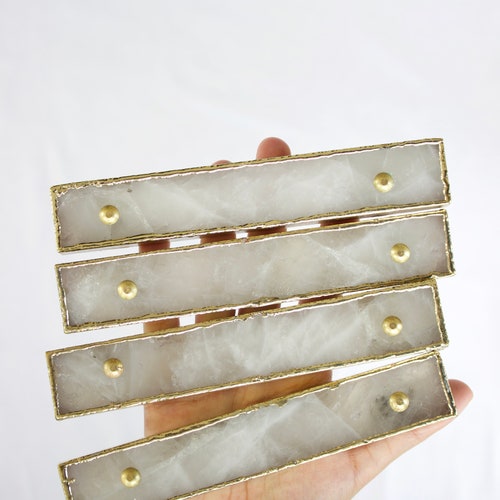 Set of 4 Square White Agate Classic Vintage Finish Cabinet - Etsy