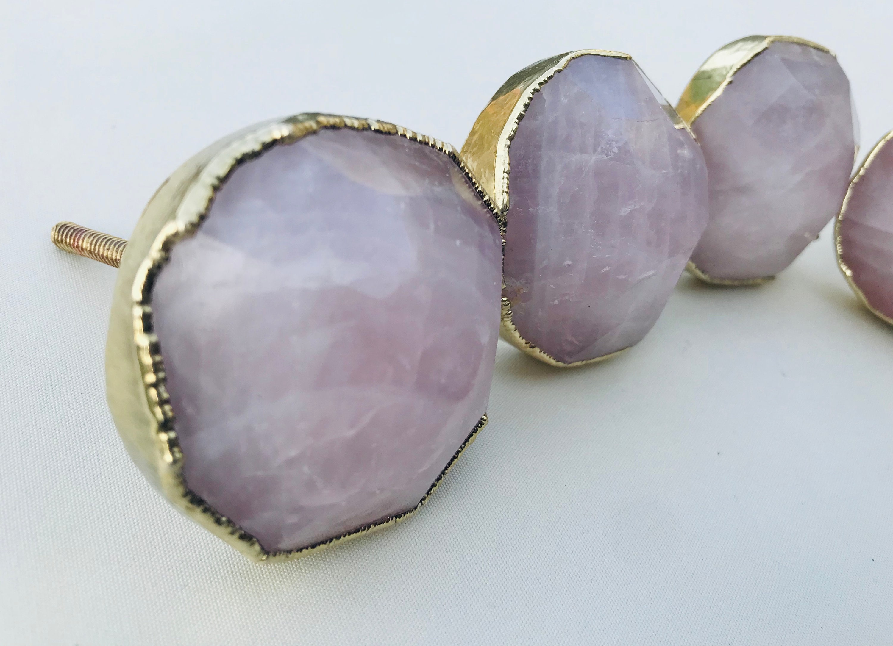 Set of 4 Large Faceted Rose Quartz/Gemstone/Agate Classic | Etsy