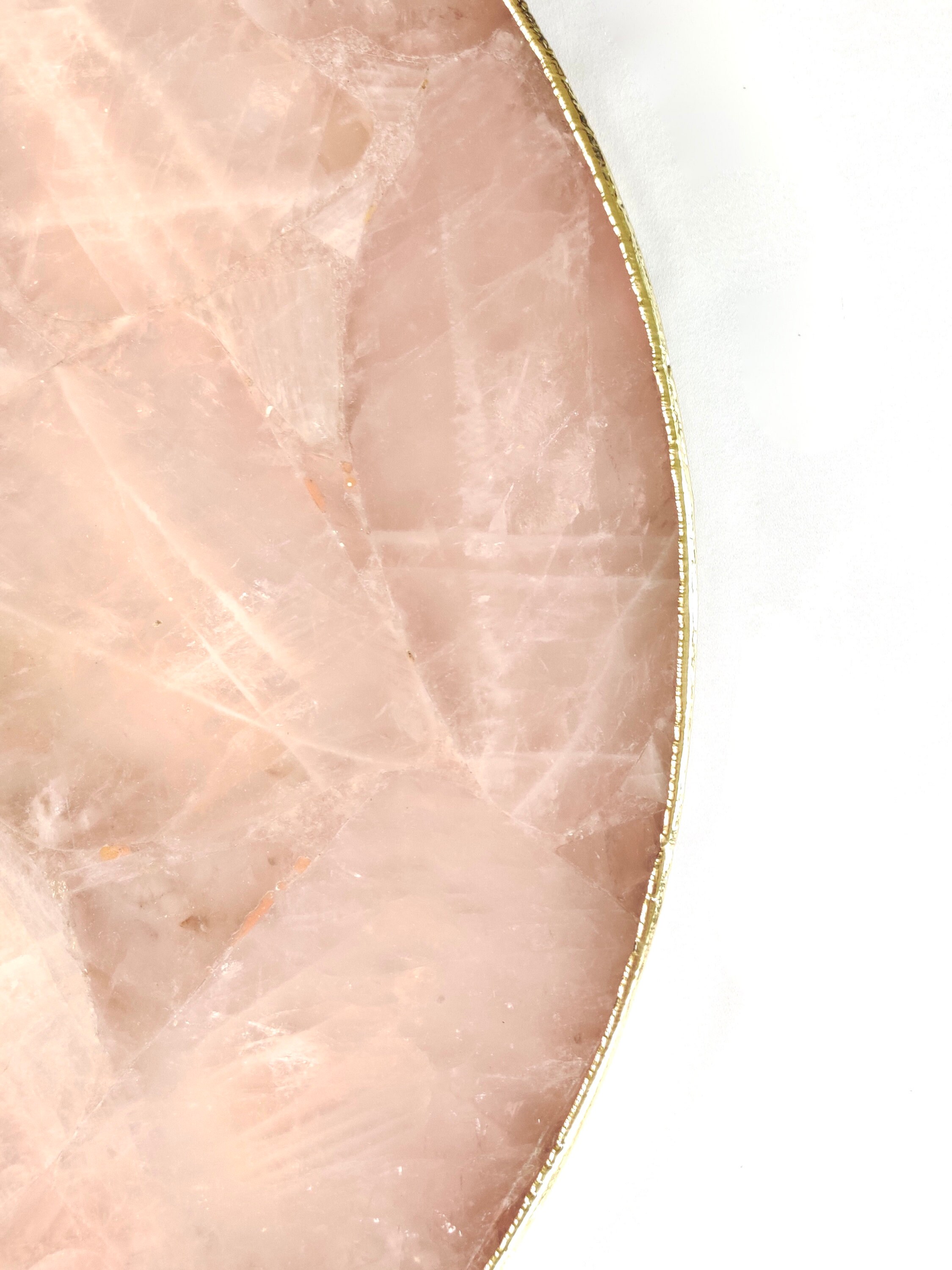 Rose Quartz Agate Serving Tray With Brass Handles Circular | Etsy