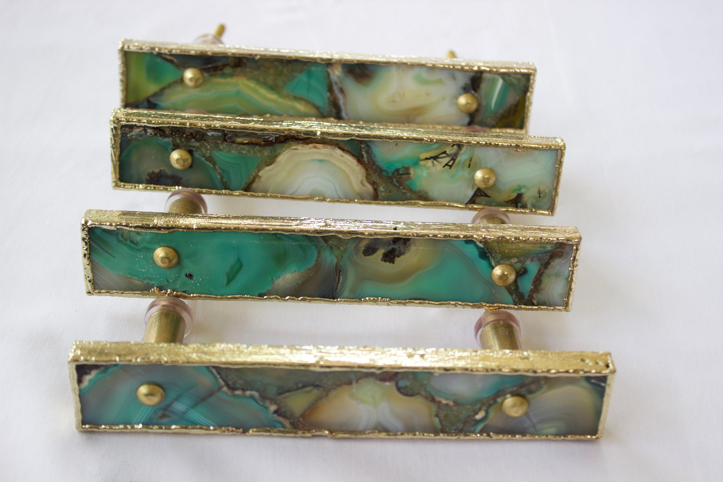 Set of 4 Green Agate Handle/pull/barbarella | Etsy Canada