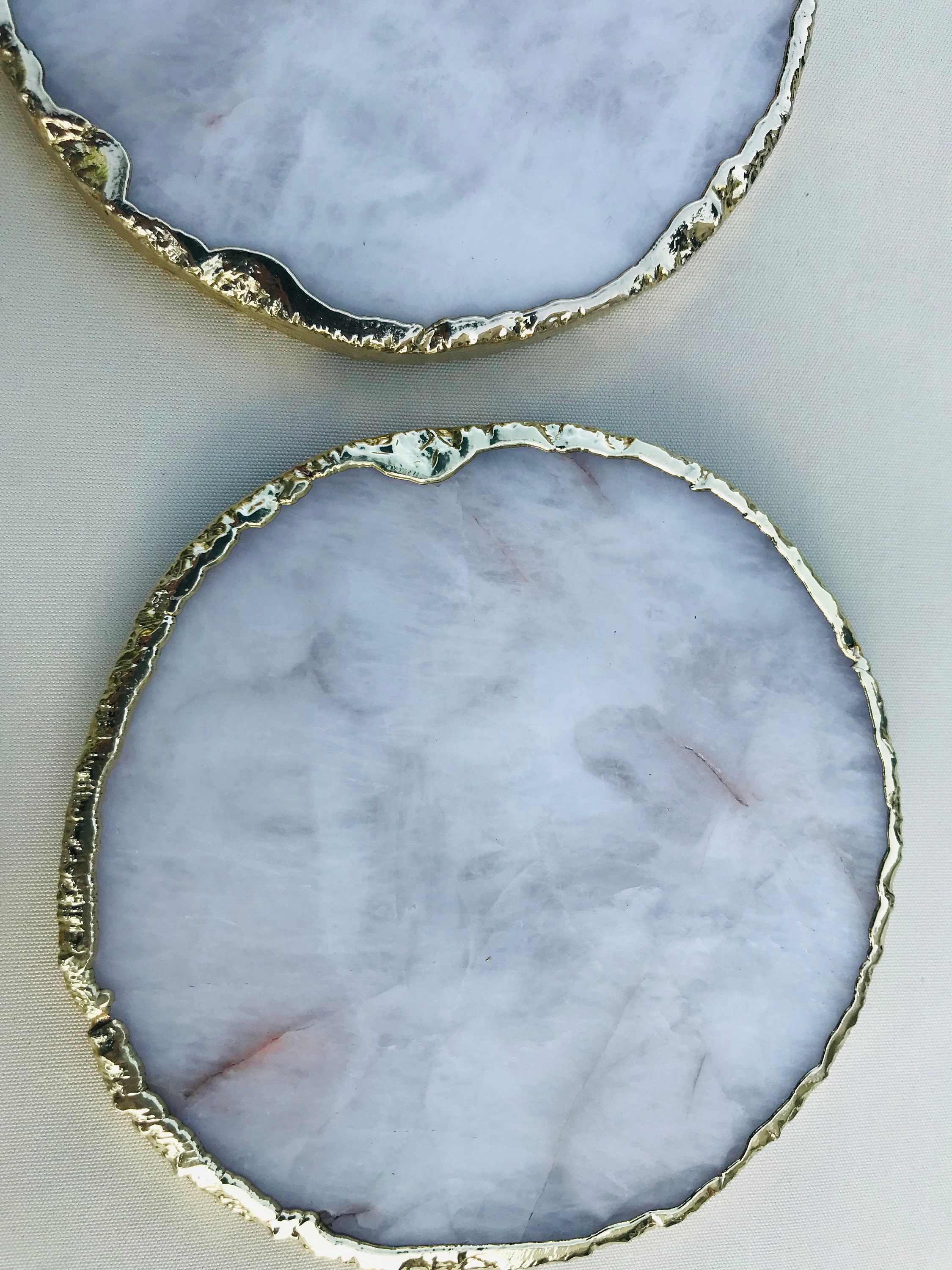 White Agate Hand Rounded Coasters Set of 4 Large - Etsy